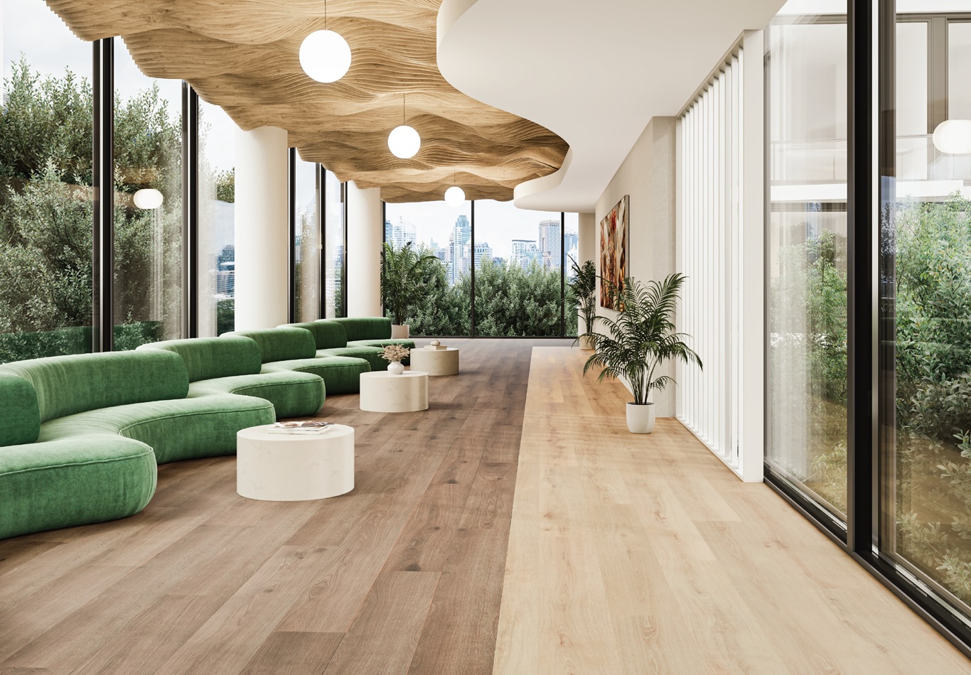 An office lobby that harmonizes with the surrounding landscape | LX ...