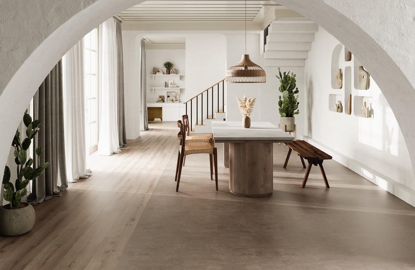 A cozy dining space inspired by nature. | LX Hausys US